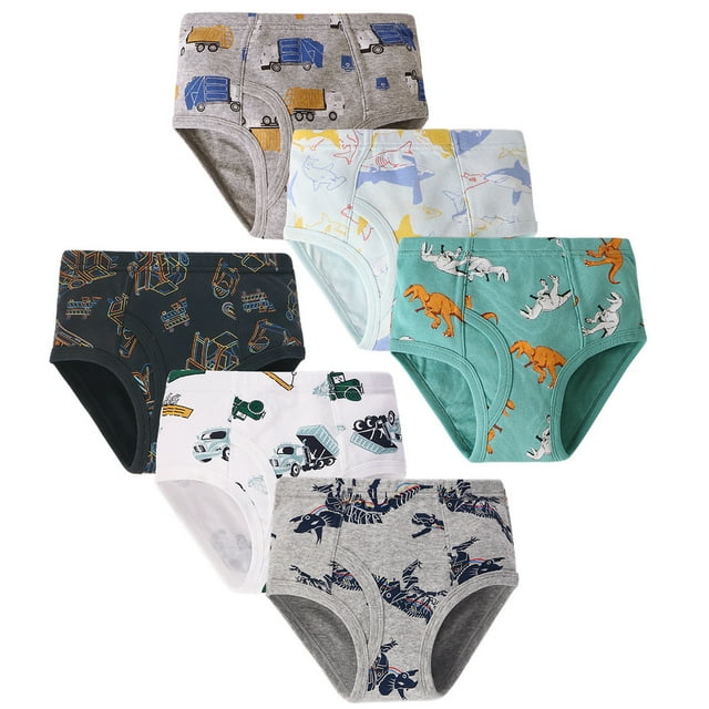 6 Pack Boys Underwear Soft Cotton Briefs Dinosaur Baby Toddler Kids ...