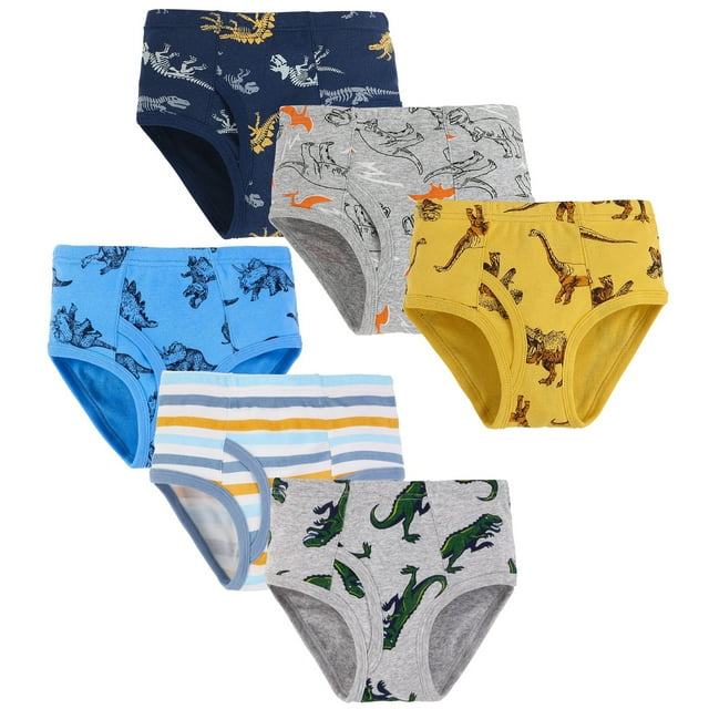 6 Pack Boys Underwear Soft Cotton Briefs Dinosaur Baby Toddler Kids ...