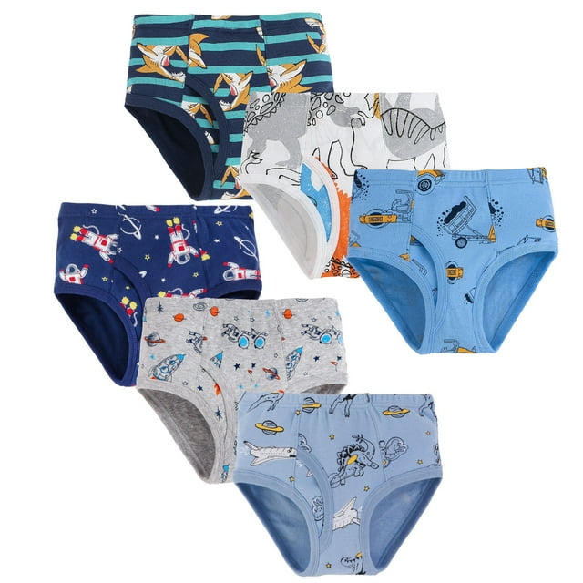 6 Pack Boys Underwear Soft Cotton Briefs Dinosaur Baby Toddler Kids ...