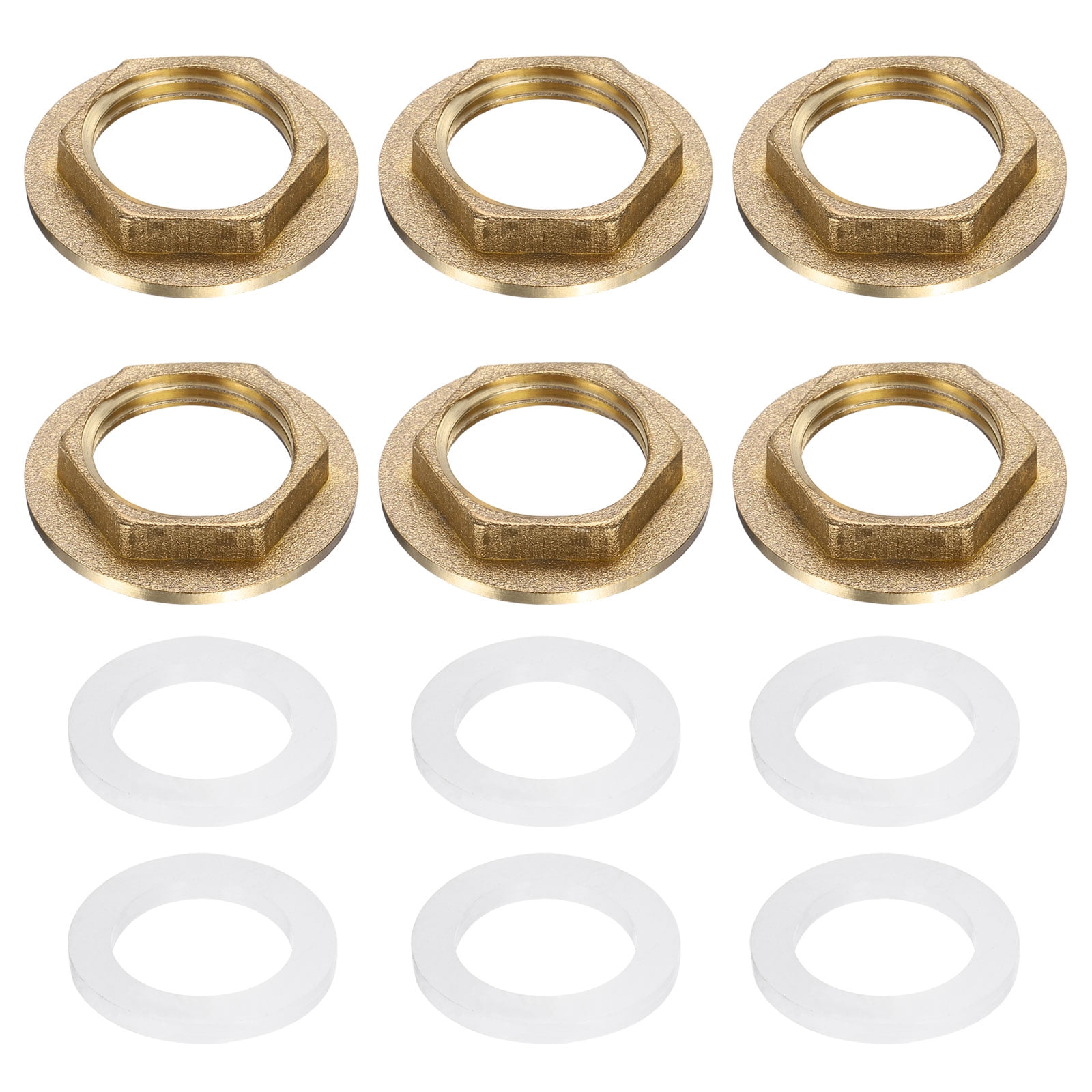 6 Pack Brass Lock Nuts Pipe Fitting, G1/2" Female Hex Locknut with ...