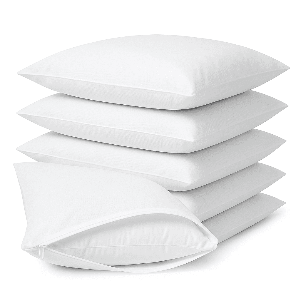 6-Pack Breathable Zippered Pillow Protector Covers, Standard/Queen Size ...