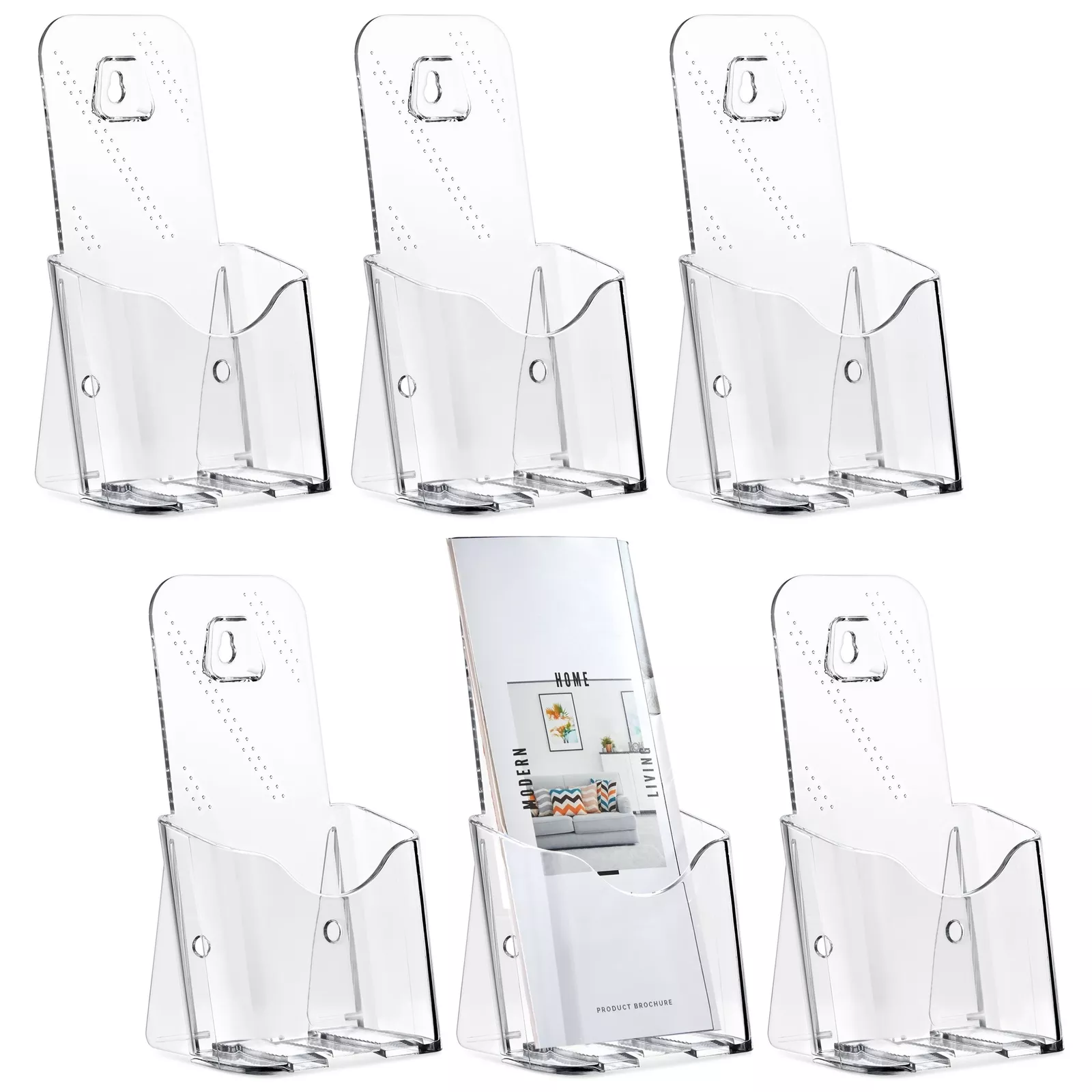 6 Pack Brochure Holder Wall Mount, Flyer Pamphlet Rack, Menu Card ...