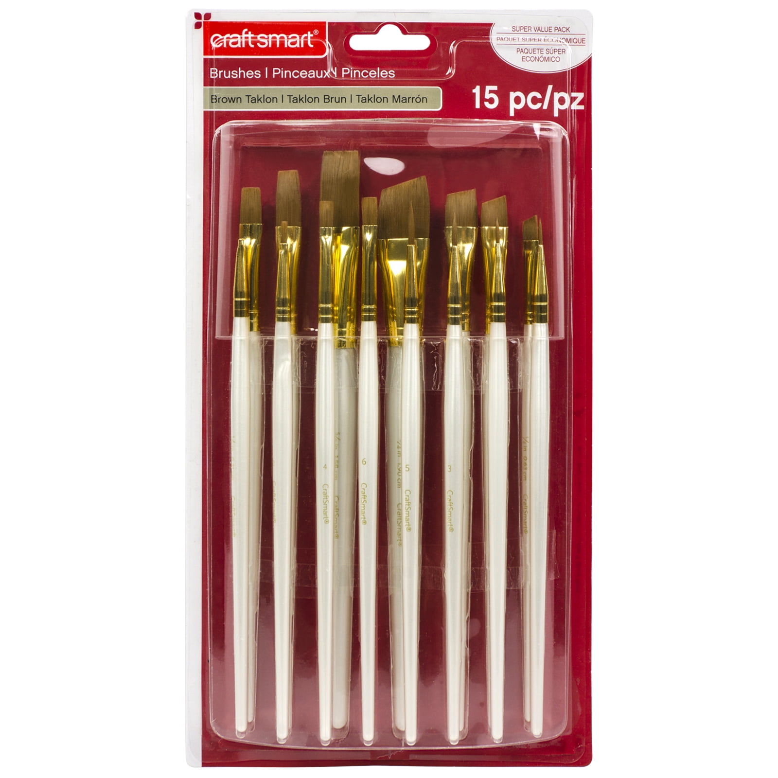 6 Pack: Brown Taklon Super Value Paintbrush Pack by Craft Smart ...