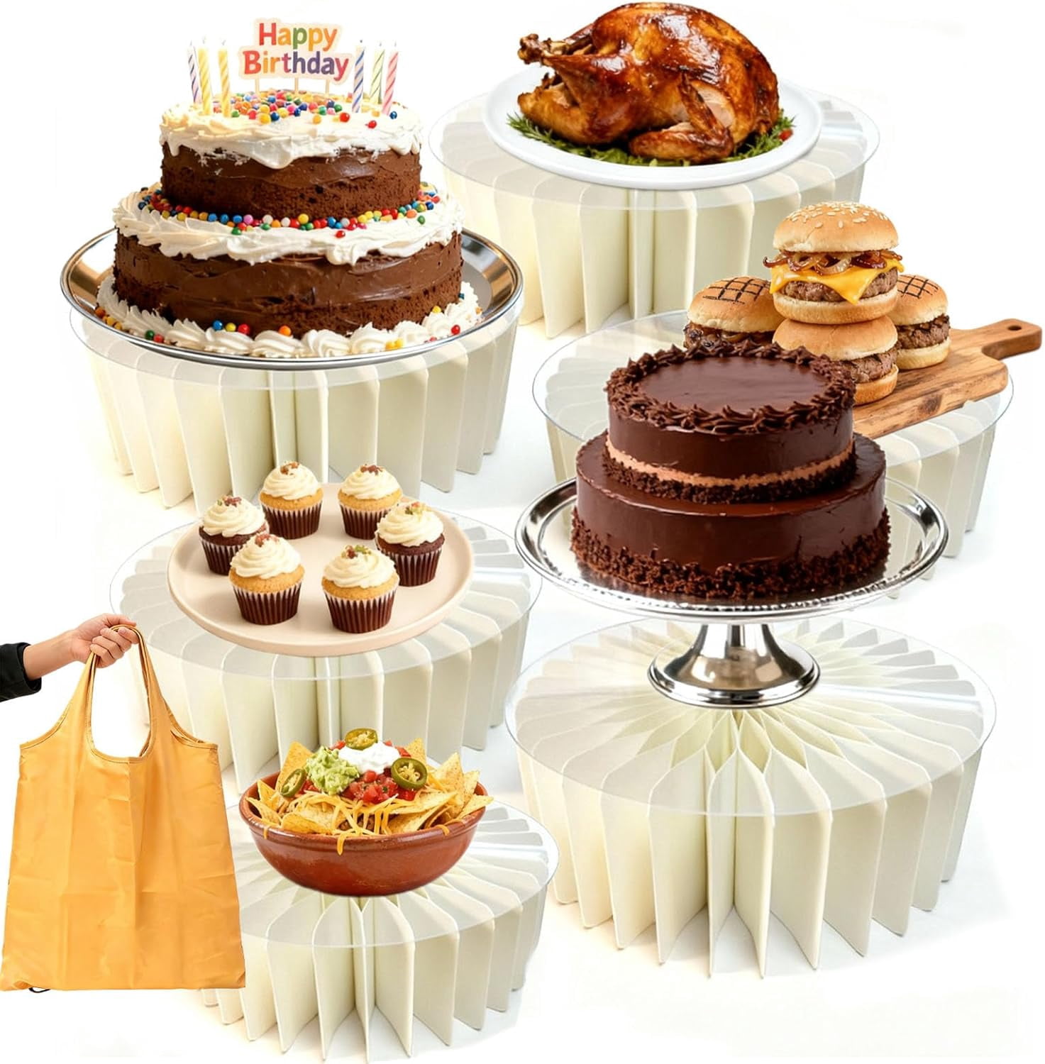 6 Pack Buffet Risers,Cupcake Stand Food Risers Display Stands,Foldable ...
