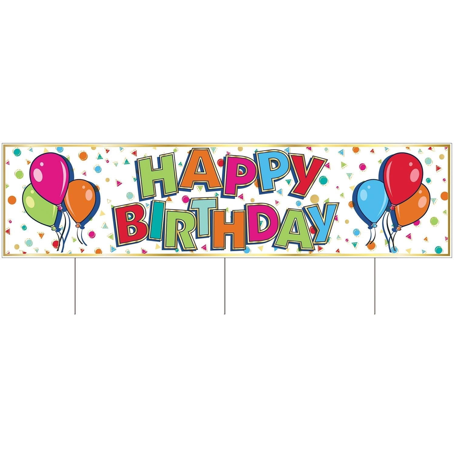 6 Pack Bulk Plastic Jumbo Happy Birthday Party Yard Sign- Multicolor ...
