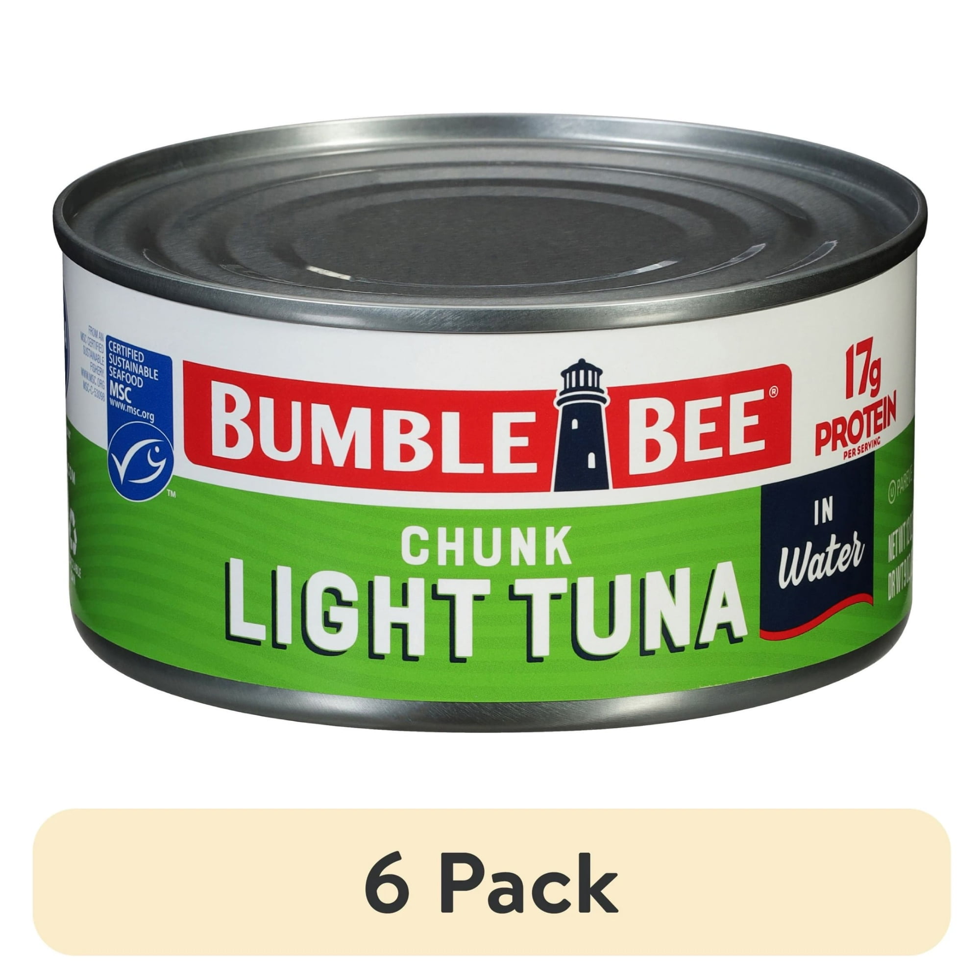 (6 Pack) Bumble Bee Chunk Light Tuna In Water, Wild Caught Skipjack ...