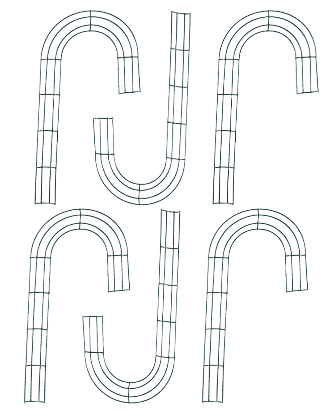 (6) Pack Bundle Candy Cane Shaped Wire Wreath Frames 22.8 Inches Long ...