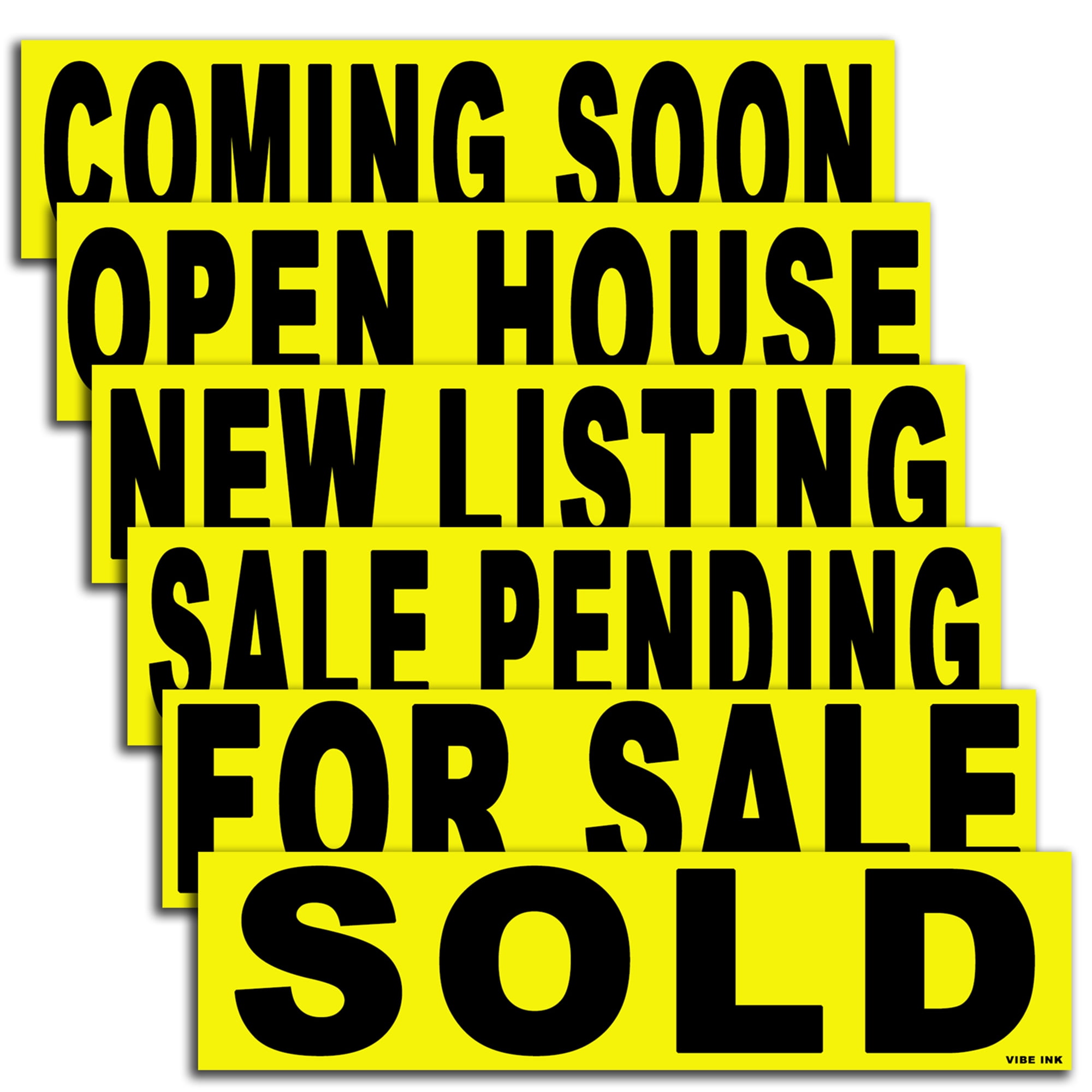 6 Pack Bundle of Real Estate Rider Signs 6x24" - For Sale, Open House ...