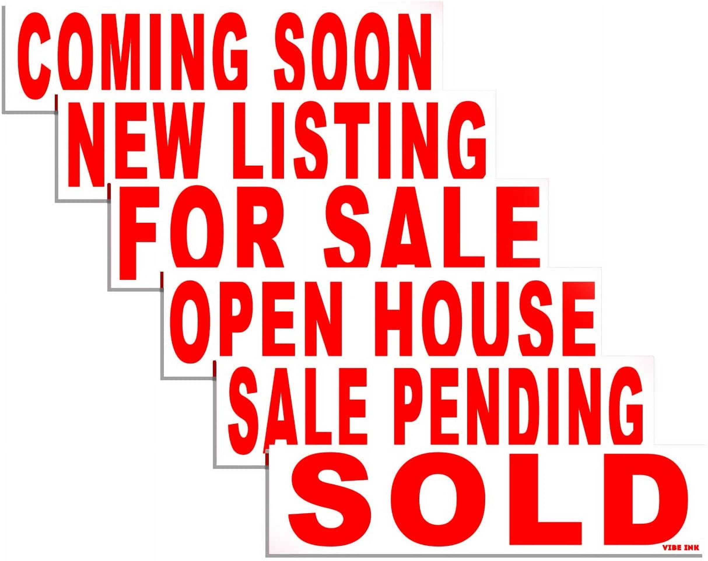 6-Pack Real Estate Rider Signs - Sale, Sold, Open House, Pending ...