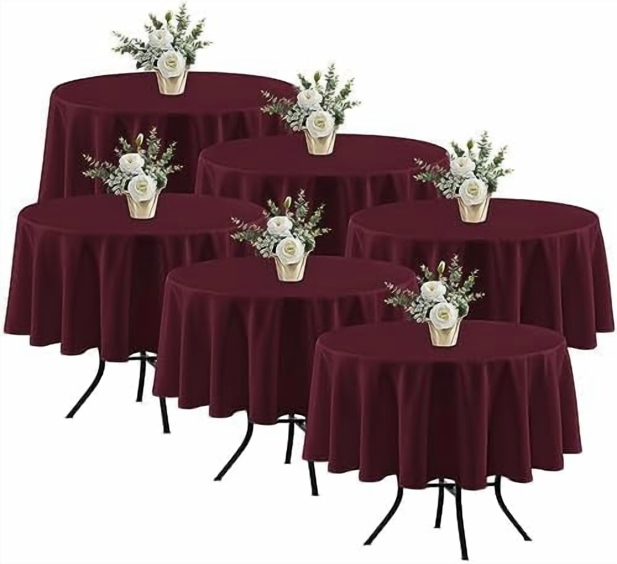 6 Pack Burgundy Round Table Clothes - 70 Inches in Diameter - Stain ...