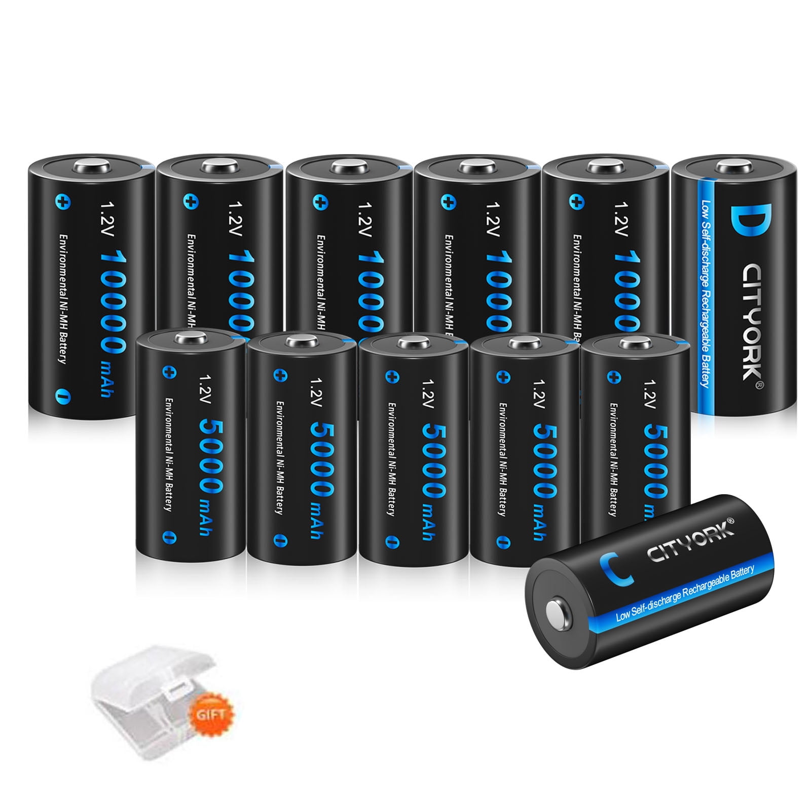 6 Pack C Cell Rechargeable Batteries 5000mAh and 6 Pack D Cell ...