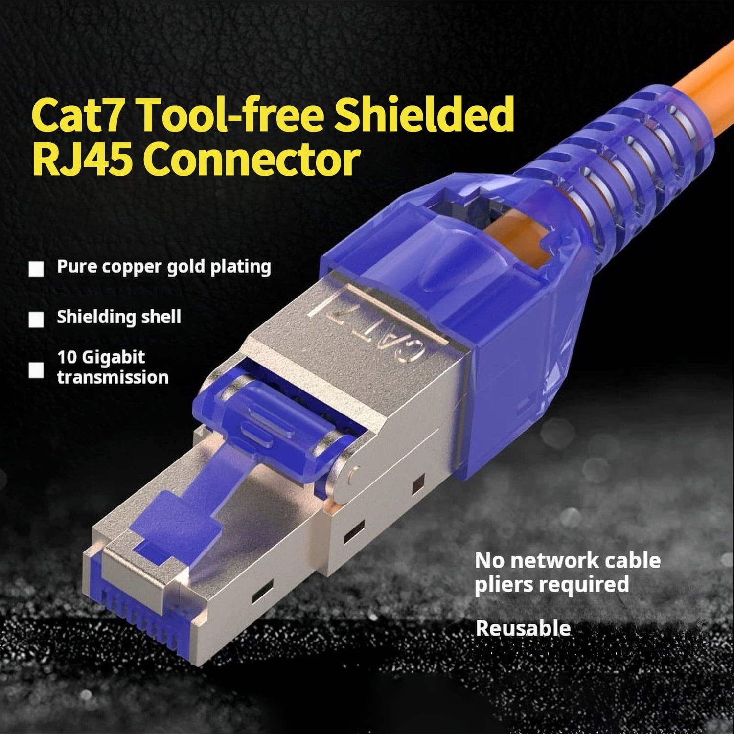 CAT7 Ethernet RJ45 Cable Connectors, 6-Pack with Tool Free Shielded ...