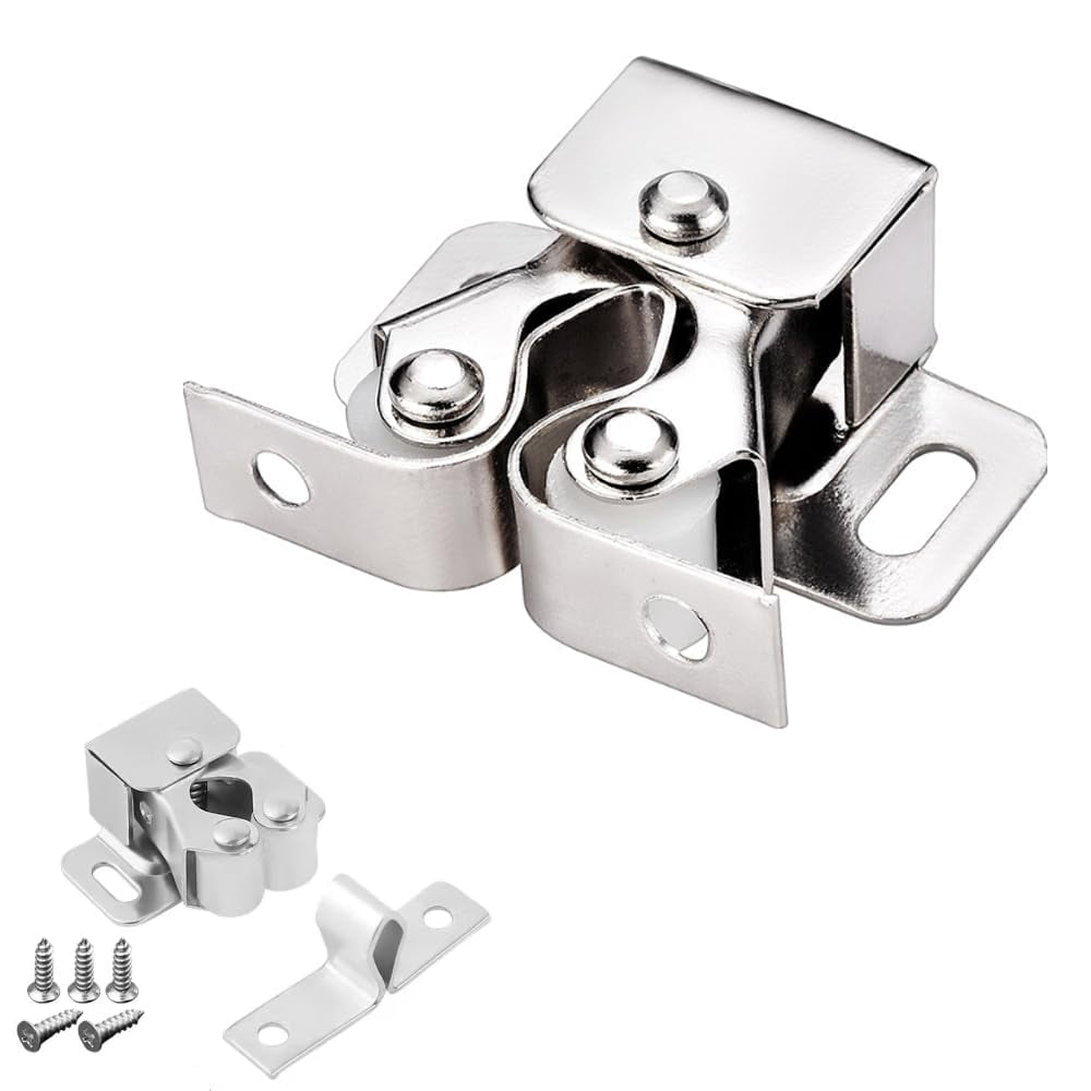 6 Pack Cabinet Latch - Double Roller Catch Hardware for Cupboard Closet ...