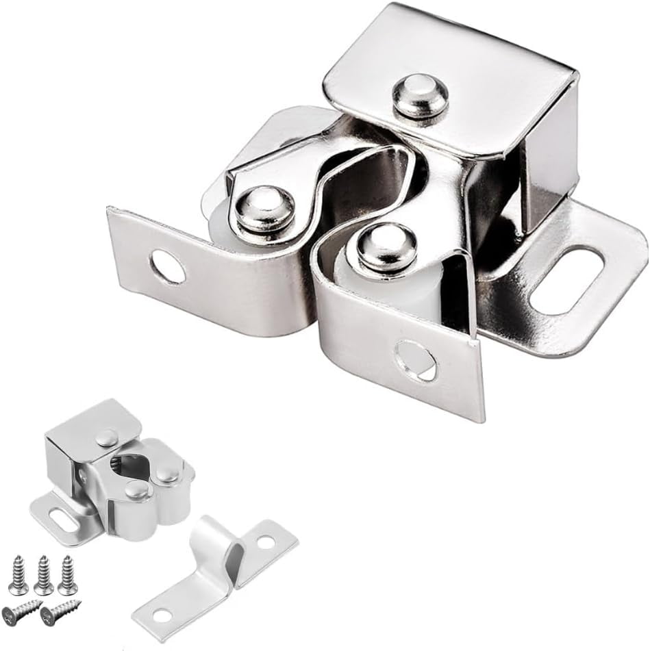 6 Pack Cabinet Latch - Double Roller Catch Hardware for Cupboard Closet ...