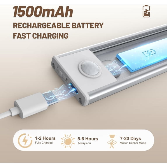 6 Pack Under Cabinet Lighting Wireless, 32 LED Rechargeable Battery ...