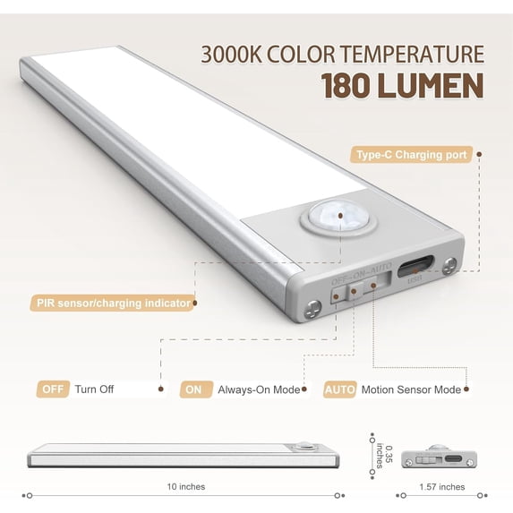 6 Pack Under Cabinet Lights Wireless, 40 LED Motion Sensor Light Indoor ...