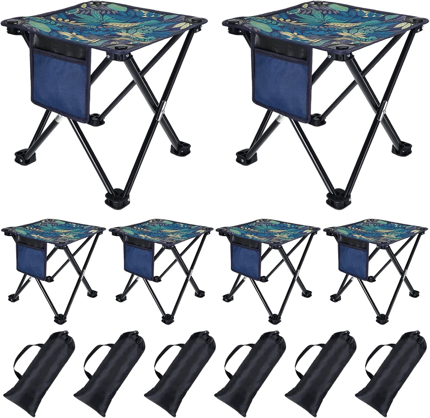 6 Pack Camping Stool, 13 inch Portable Folding Stool with Carry Bag ...