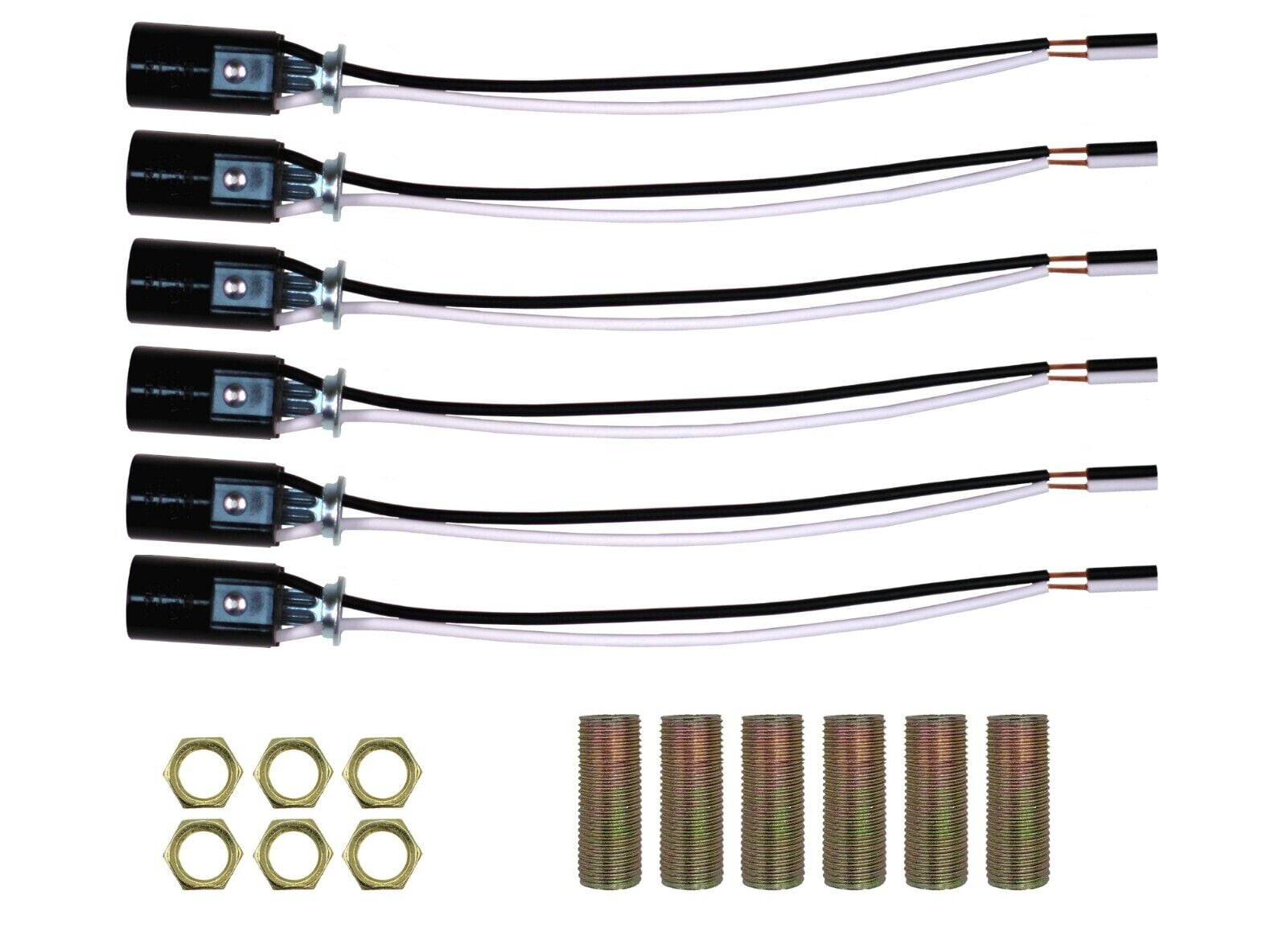 6 Pack Candelabra Bulb Sockets, E12 Lamp Holder Light Sockets, 6" Wire, hardware - Walmart.com