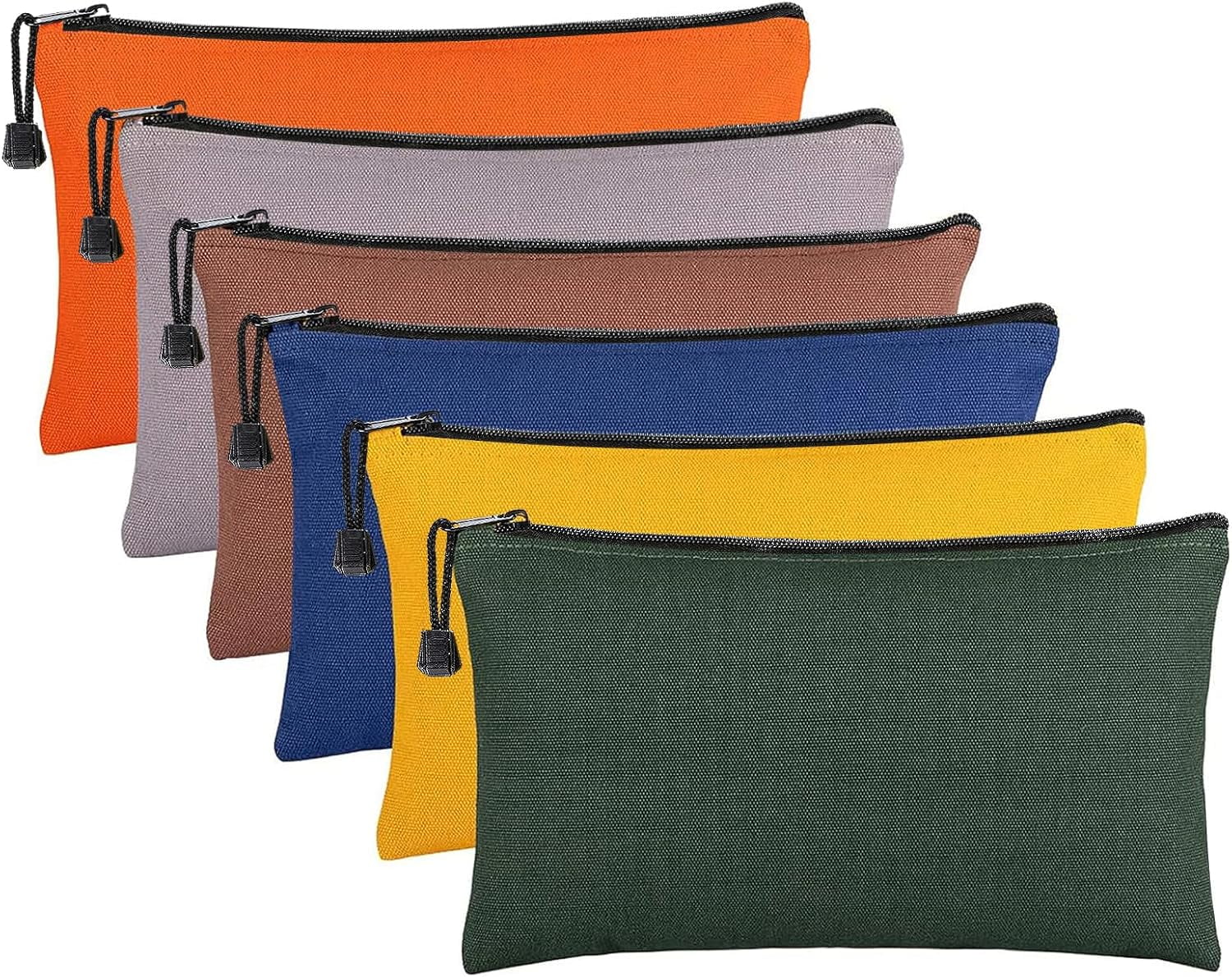 6 Pack Canvas Tool Bags Pouches - 11.2''x 7'' Heavy Duty Zipper Pouch ...