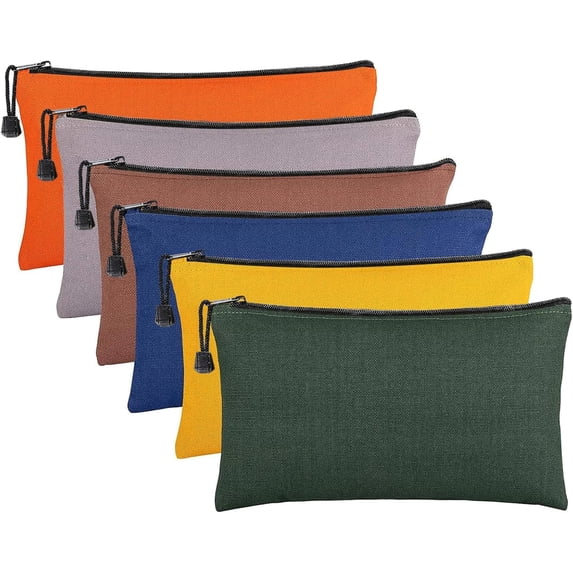 6 Pack Canvas Tool Bags Pouches - 11.2''x 7'' Heavy Duty Zipper Pouch ...