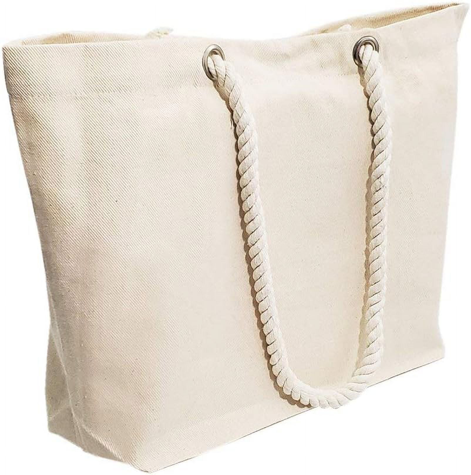 6-Pack Canvas Tote Bags with Rope Handles - Medium & Large Sizes ...