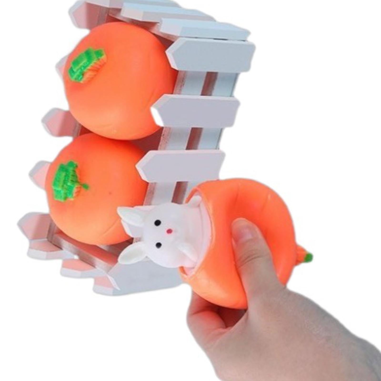 6-Pack Carrot Squeeze Fidget Toy Novelty Rabbit Pop-Up Sensory Stress ...