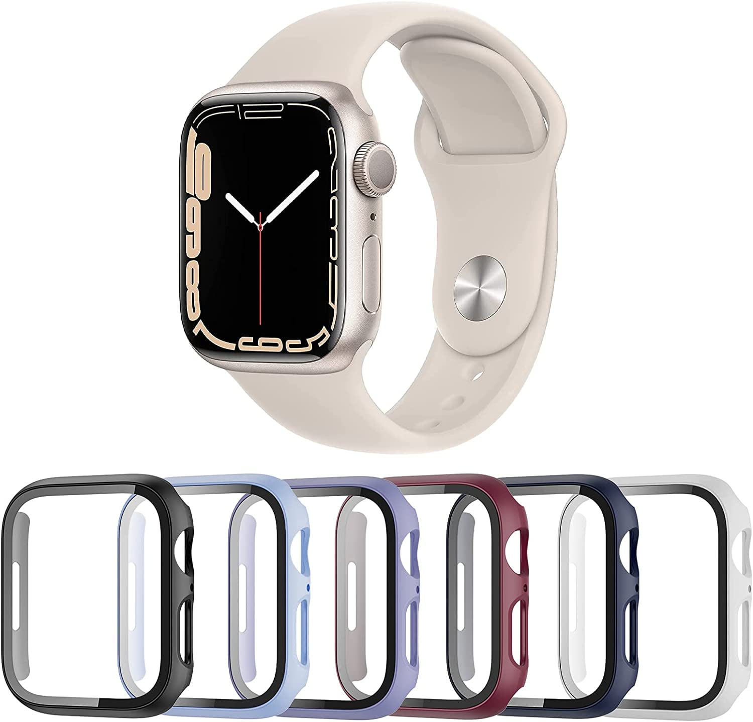 6 Pack Case for Apple Watch Series 3/2/1 42mm Tempered Glass Screen ...