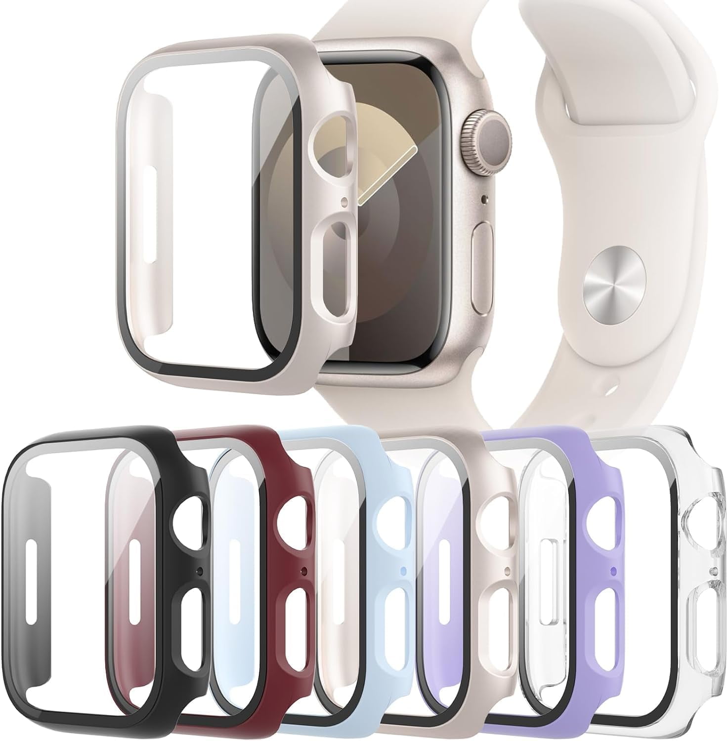 6-Pack Case Compatible with Apple Watch Series 10 42mm with Tempered ...