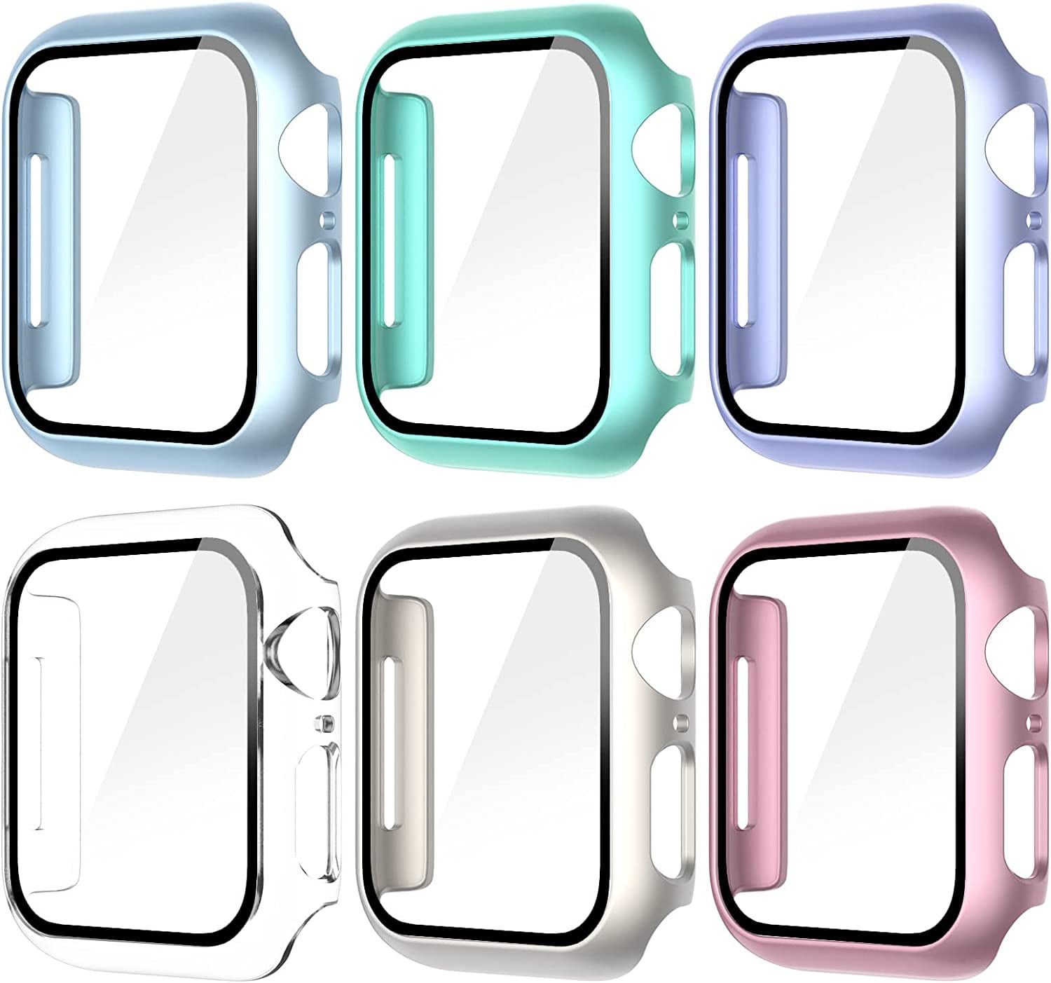 6-Pack Cases for Apple Watch 41mm Series 8 Series 7 Screen Protector ...