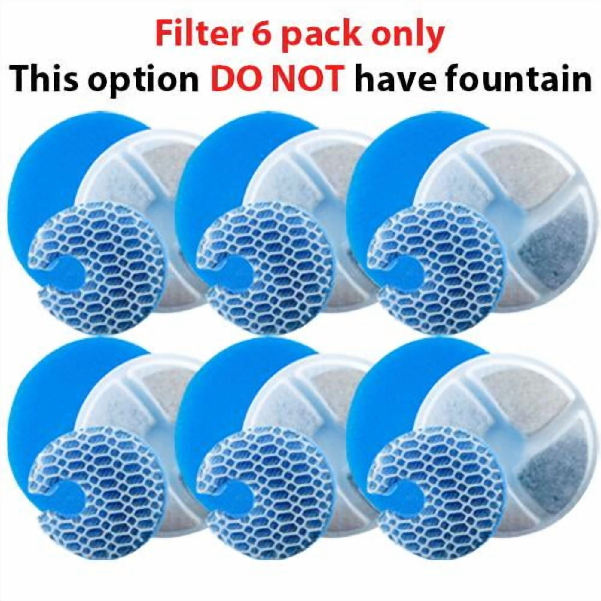 6 Pack Cat Water Fountain Filters for 2L Stainless Steel Round Pet ...