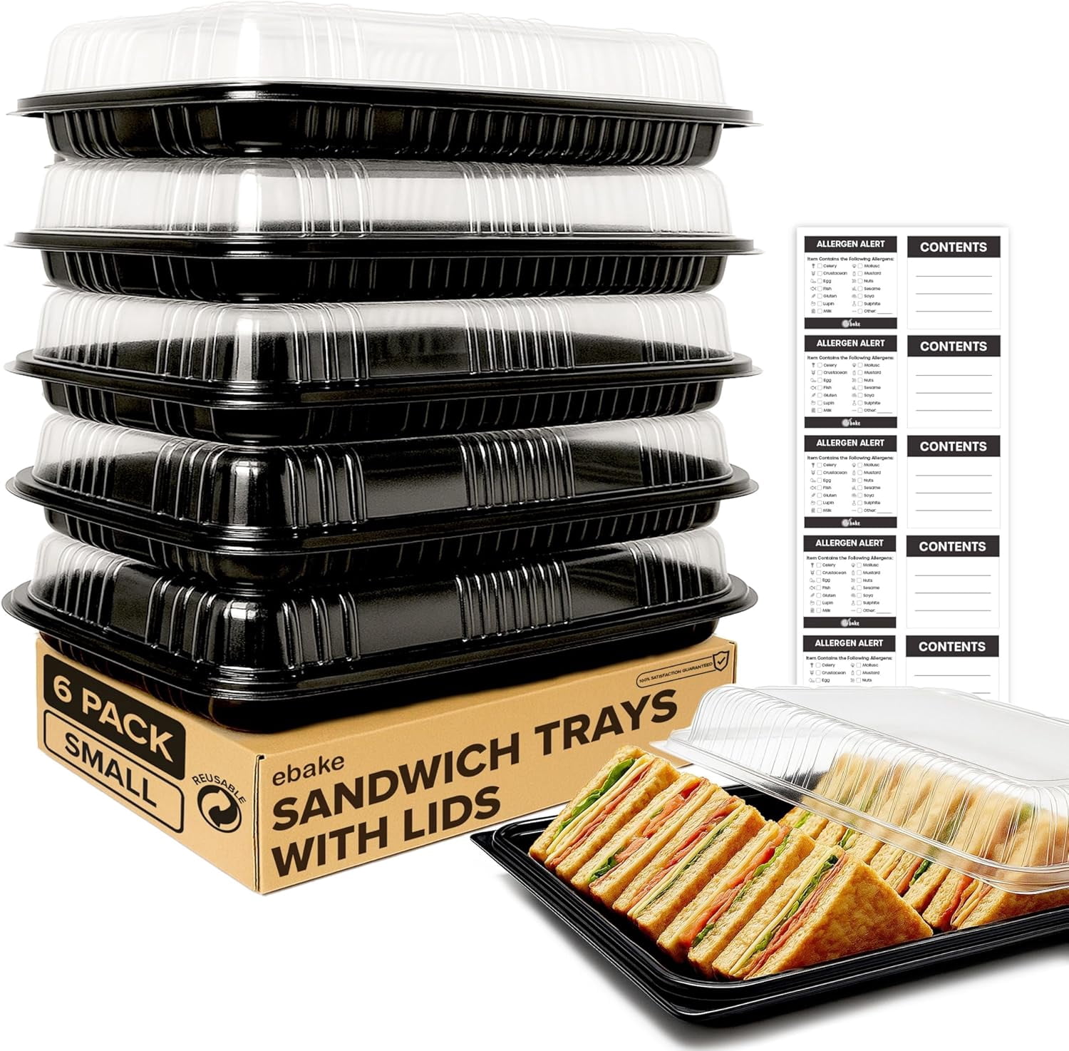 6 Pack Catering Trays with Lids – 13" Serving Tray with Lid, Heavy Duty ...