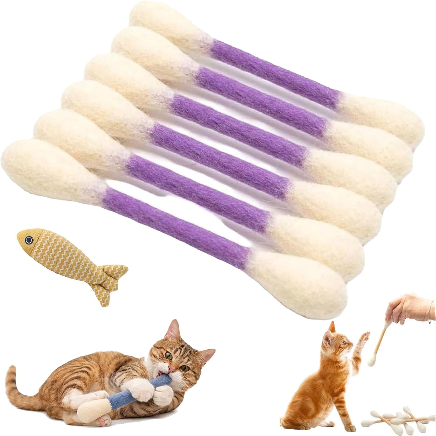6-Pack Catnip Cat Toy – Giant Cotton Swab Chew Sticks for Boredom ...