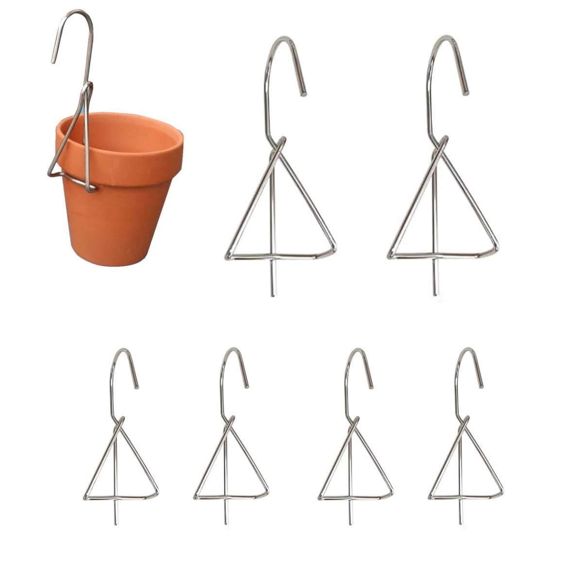6 Pack Ceramic Hooks,QZS Stainless Steel Wall Mounted Plant Hanger ...