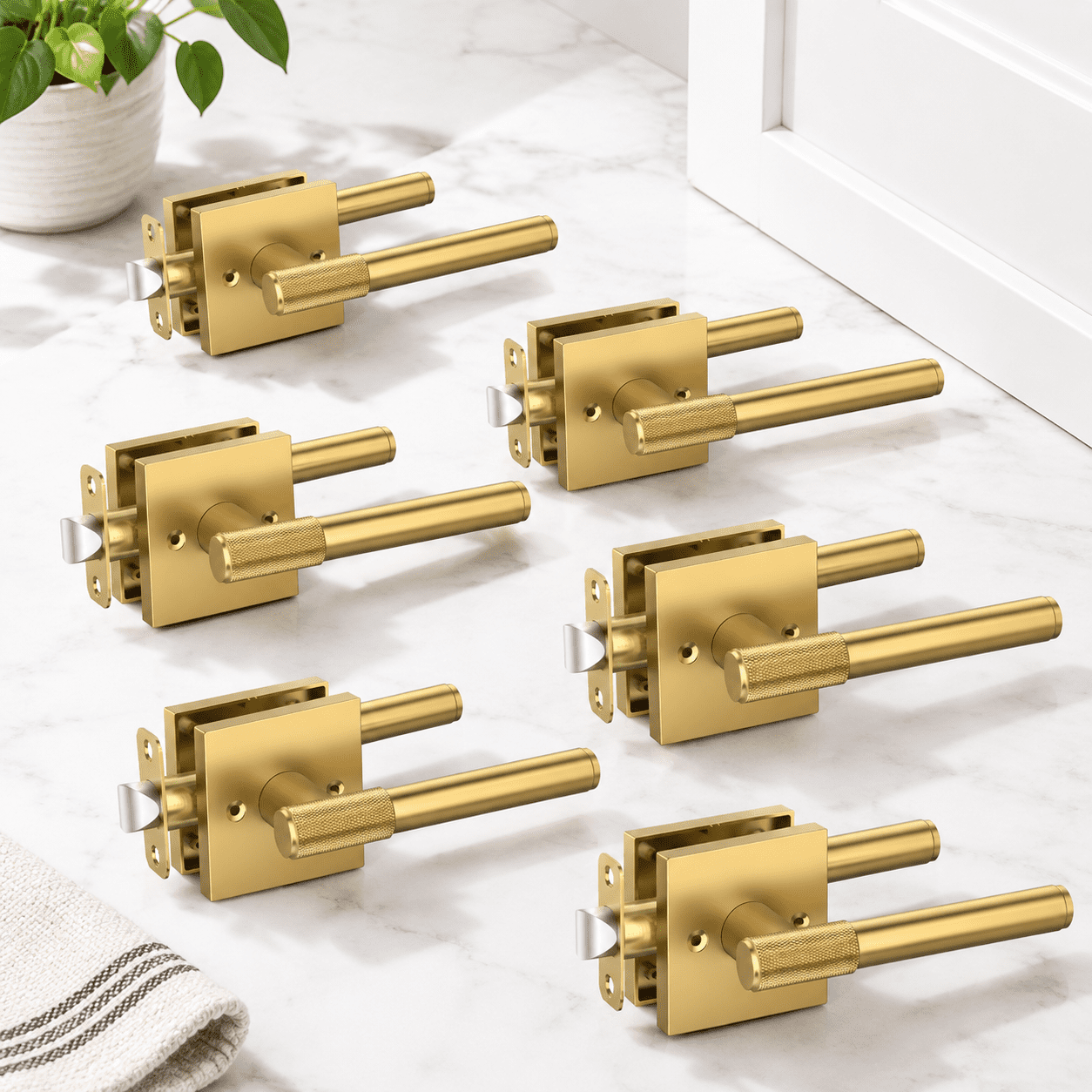 6 Pack Champagne Bronze Passinterior Door Handles - Walmart.com