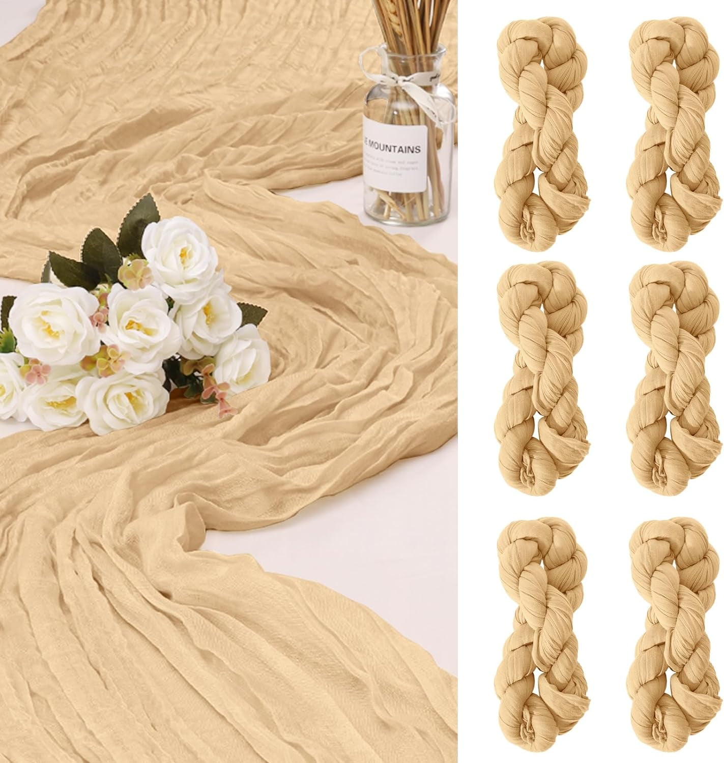 6 Pack Cheesecloth Table Runner 10Ft Christmas Gauze Boho Table Runners ...