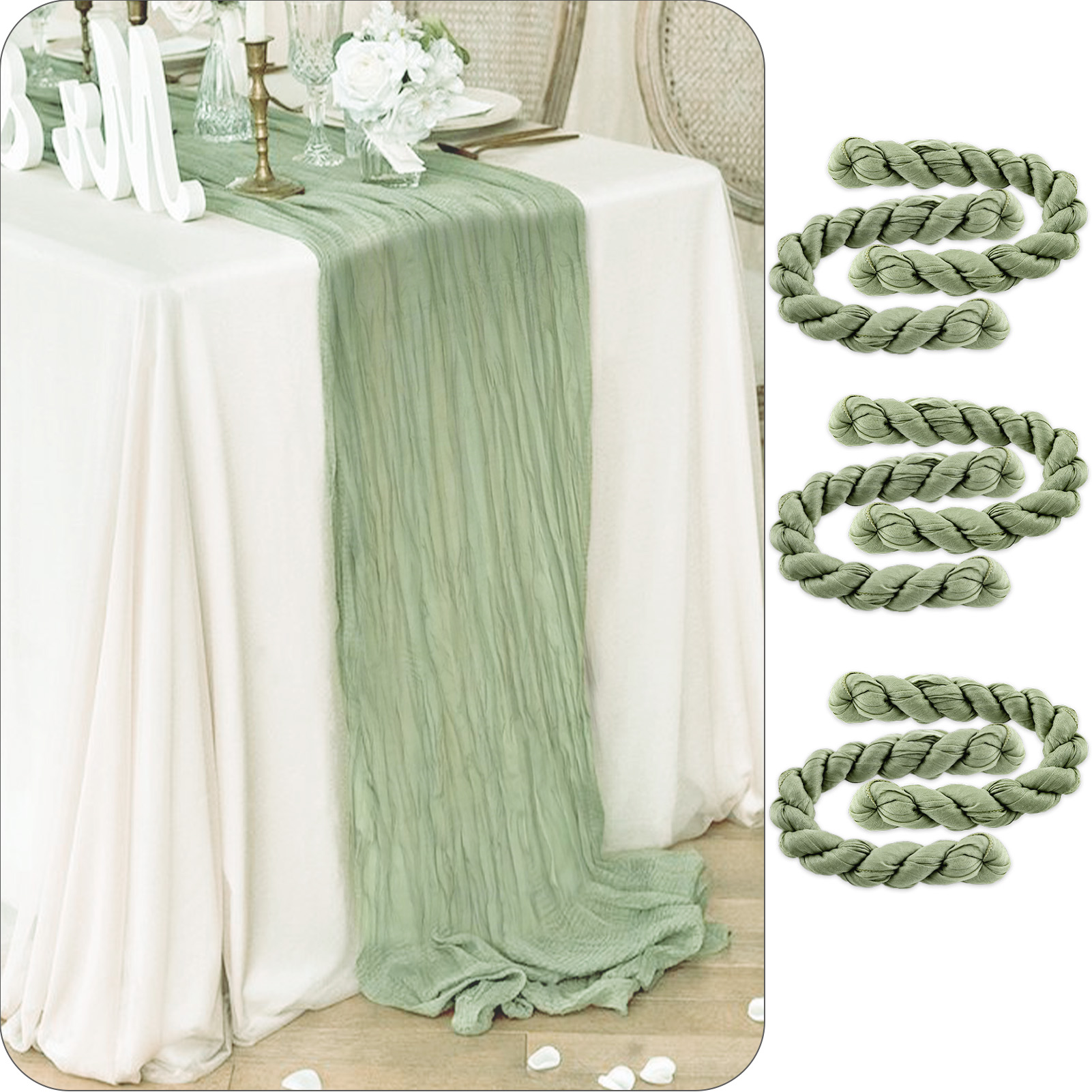 12 Pack 10Ft Cheesecloth Table Runner 35x120 Inch Boho Gauze Table ...