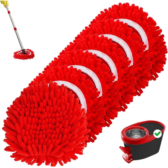 6 Pack Chenille Mop Heads Replacements Compatible with 1 Tank System ...