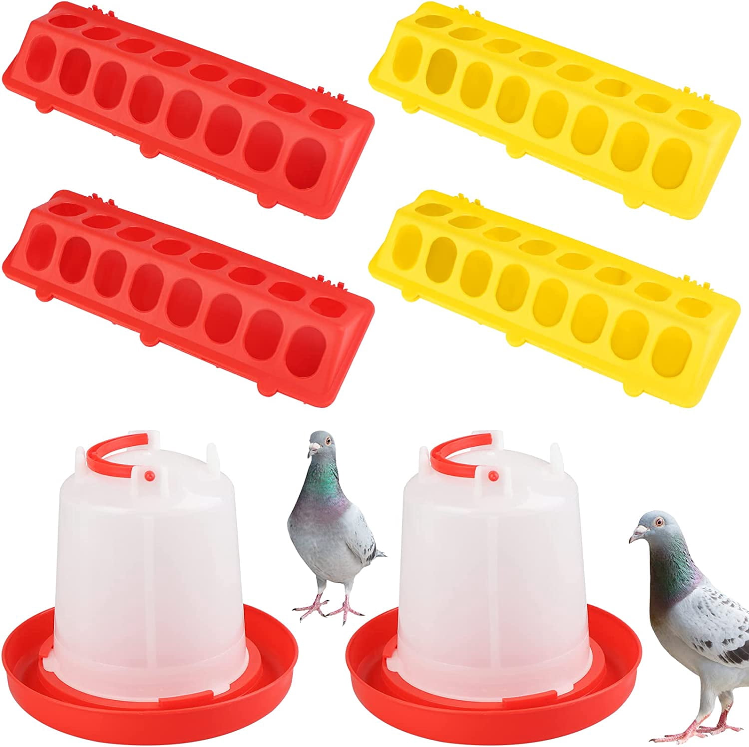 6 Pack Chick Feeder Waterer Hanging Poultry Feeder Kit for Pigeon ...