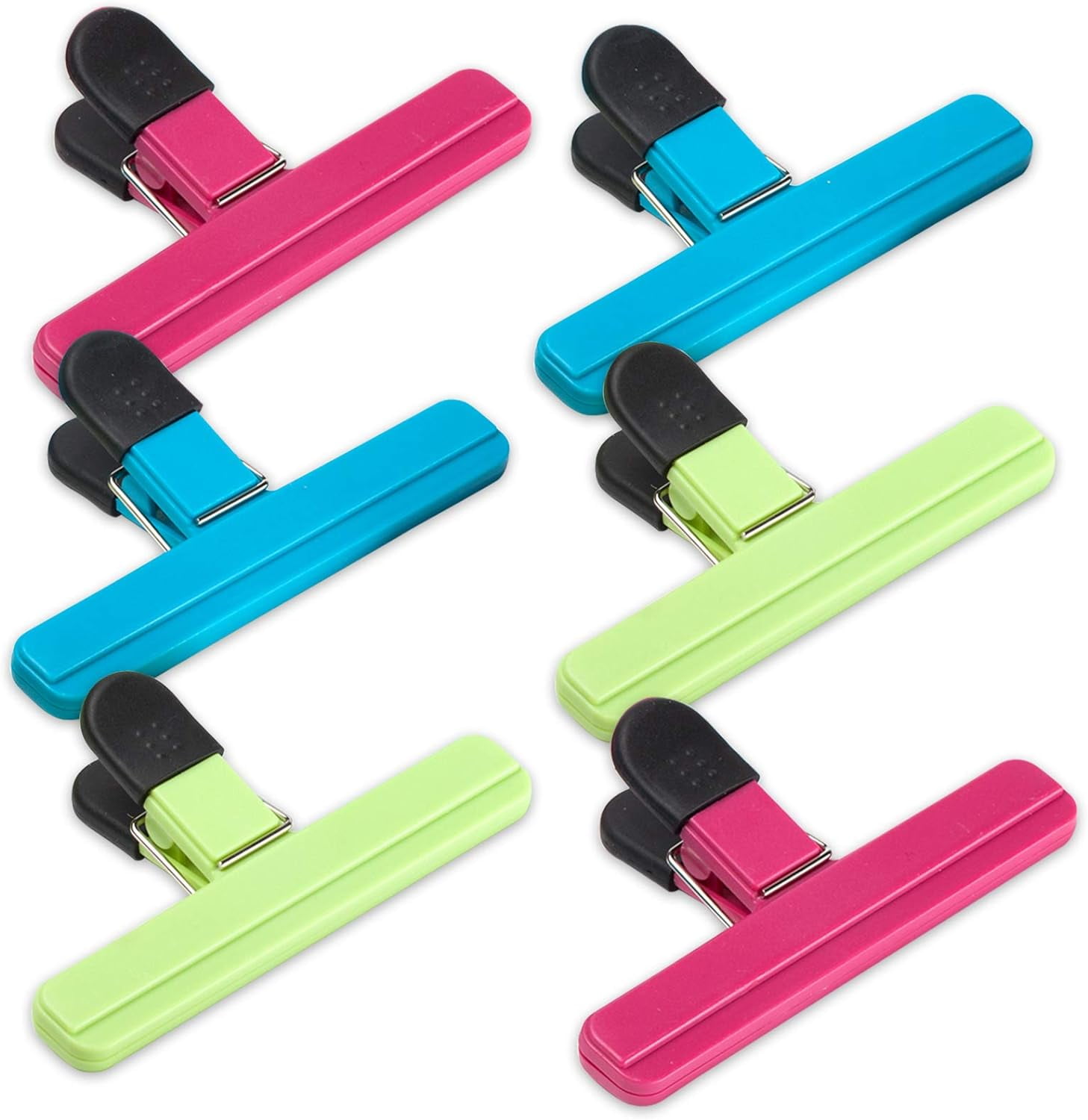 6 Pack Chip Bag Clips, 6 Inch Large Size Assorted Colors Foods Snacks ...