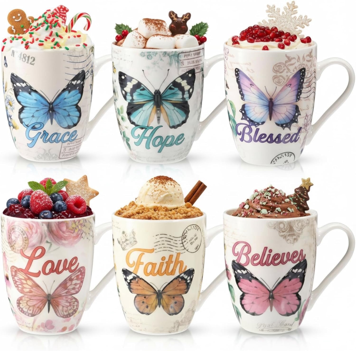 6 Pack Christian Coffee Mugs -11 Oz Religious Ceramic Mugs with Handles ...