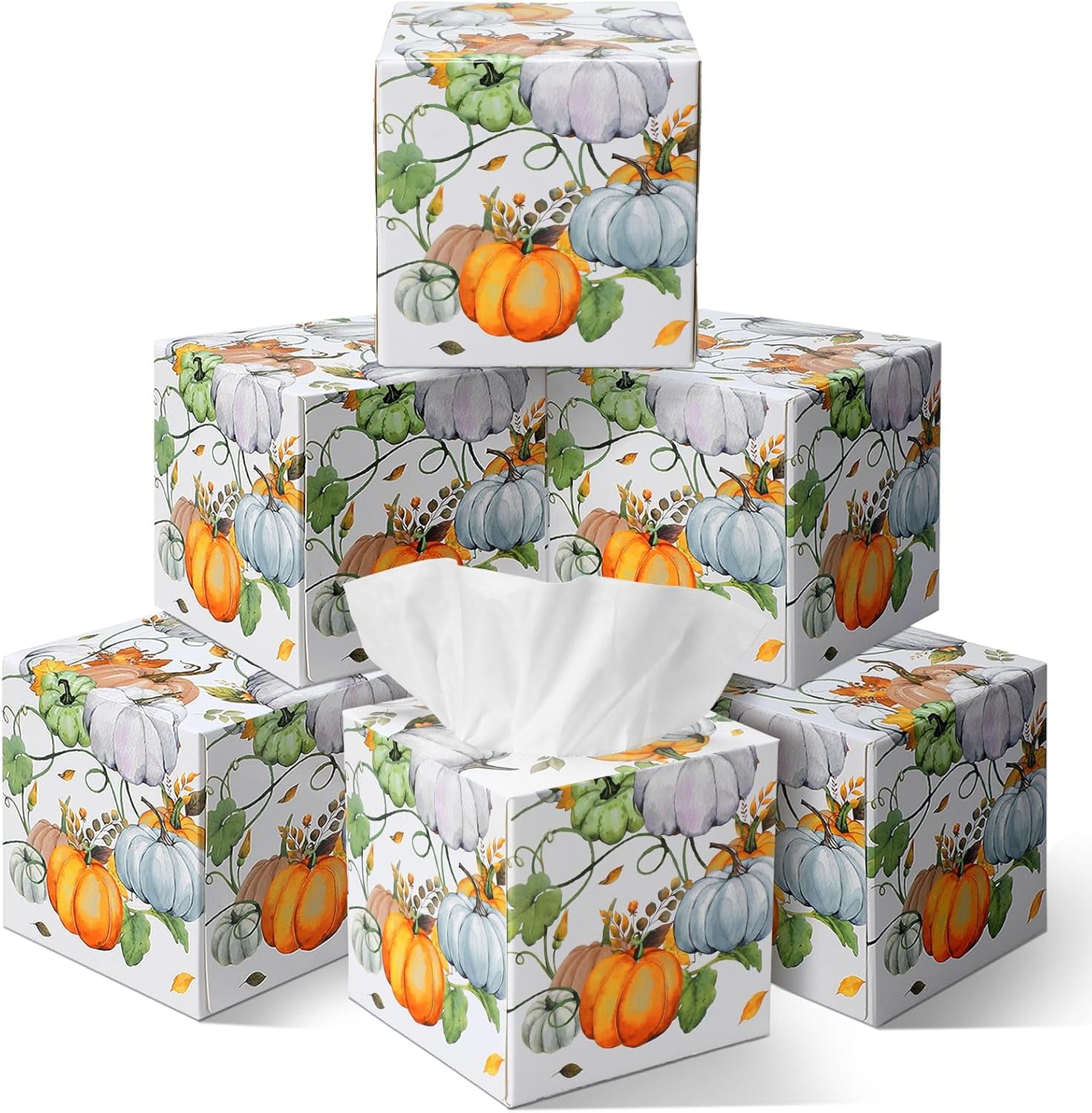 6 Pack Christmas Facial Tissue Cube Box Square 480 Sheets Snowman ...