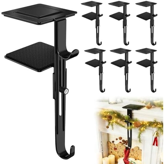 6 Pack Christmas Fireplace Stocking and Garland Hanger, 2 in 1 ...