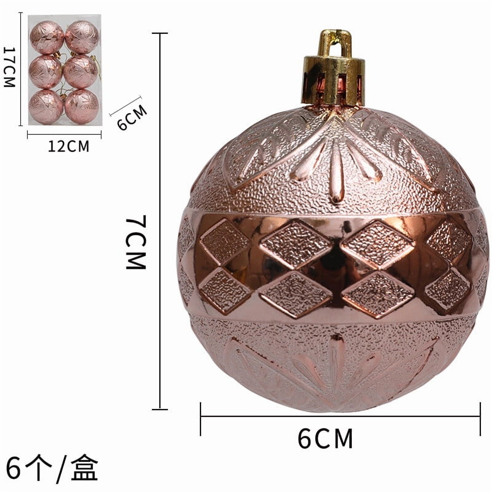 6-Pack Christmas Ornaments Set, Double Rhombus Embossed Hanging Balls ...