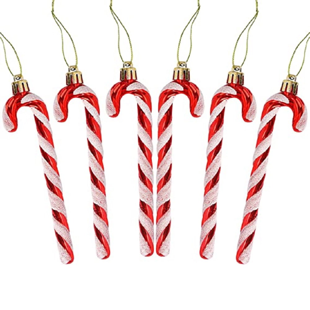 6 Pack Christmas Plastic Candy Cane Christmas Tree Hanging Ornament ...