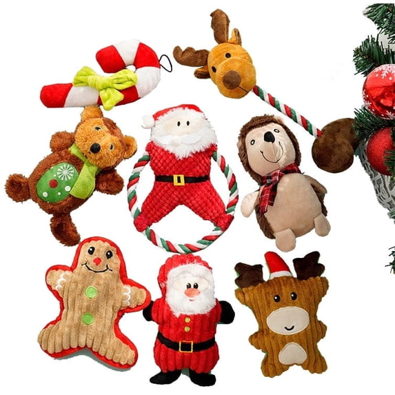 6 Pack Christmas Squeaky Dog Toys, Pet Stuffed Plush Toys for Dog Puppy ...