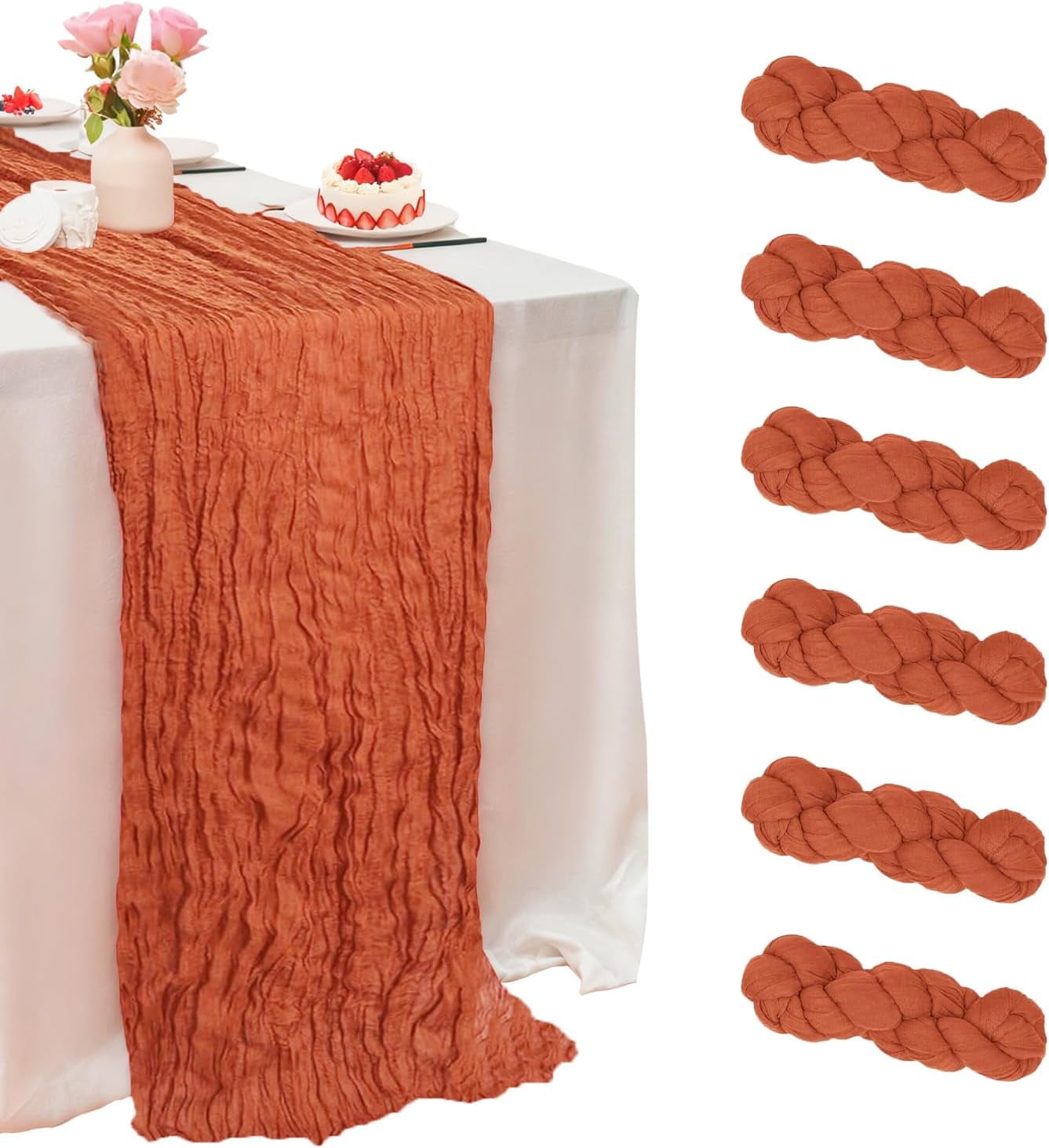 6 Pack Christmas Table Runner Red Cheesecloth Table Runner 10FT Boho ...