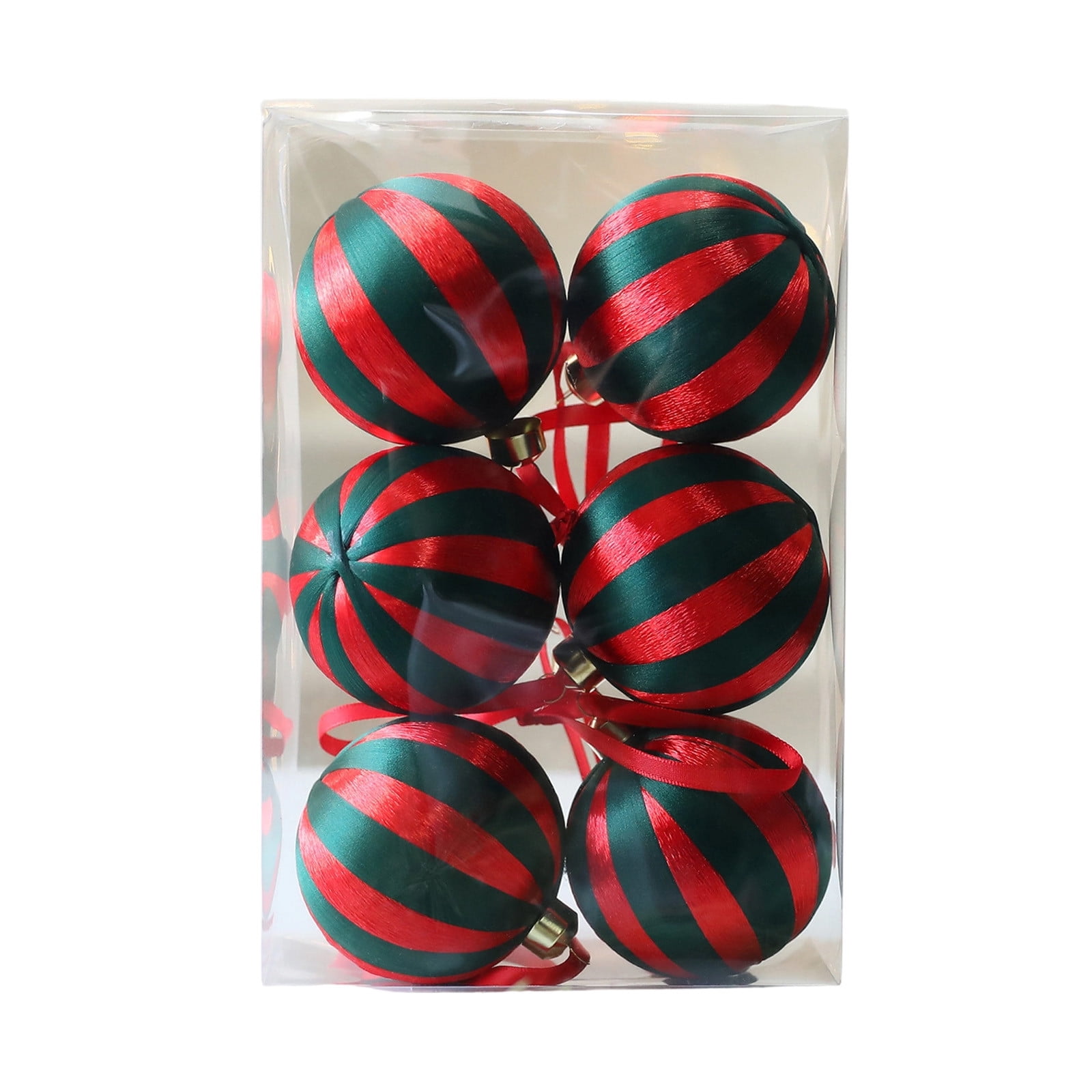 6-Pack Christmas Tree Ball Ornaments - Textured Fabric Holiday ...