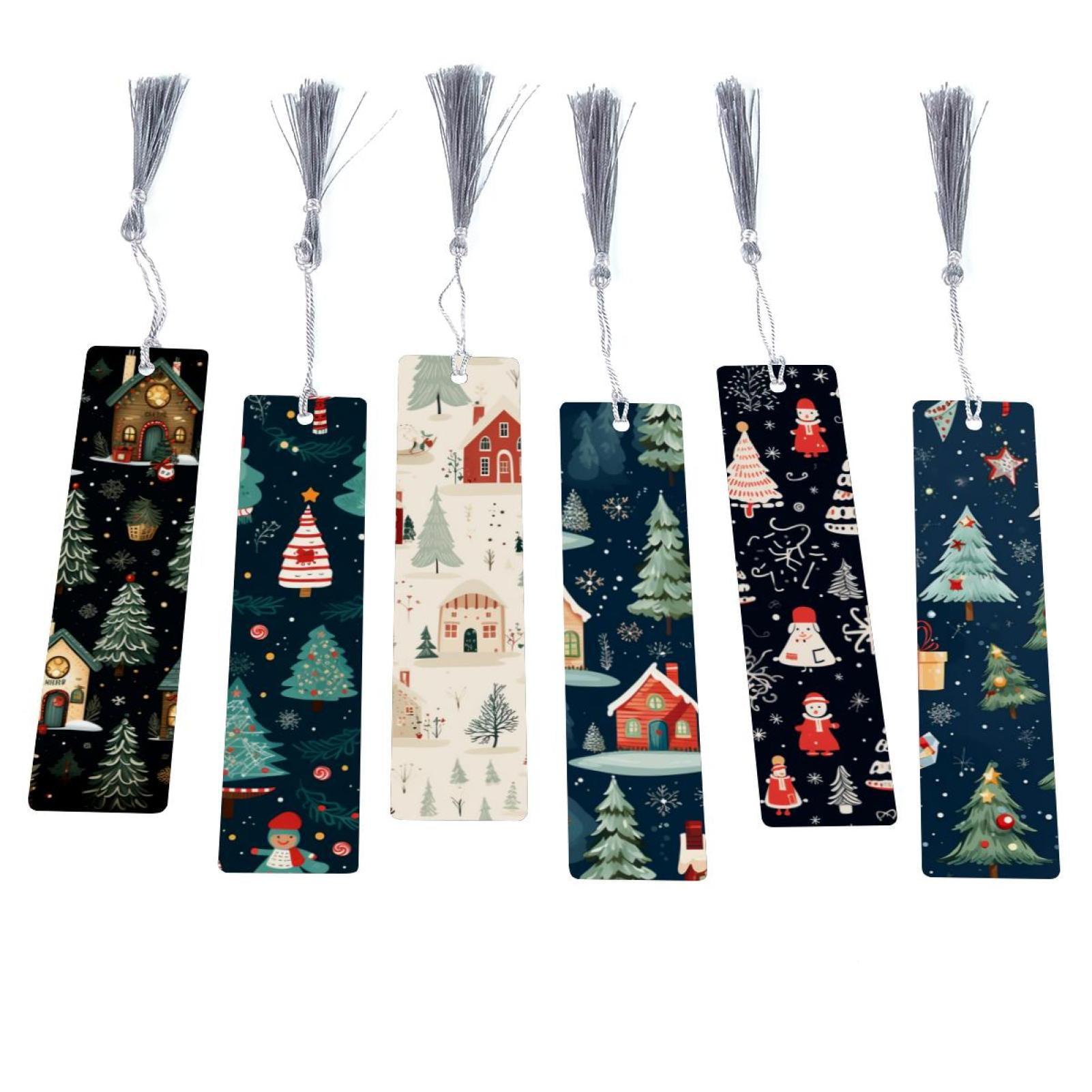 6 Pack Christmas Tree Bookmarks with Tassels for Kids School Supplies ...