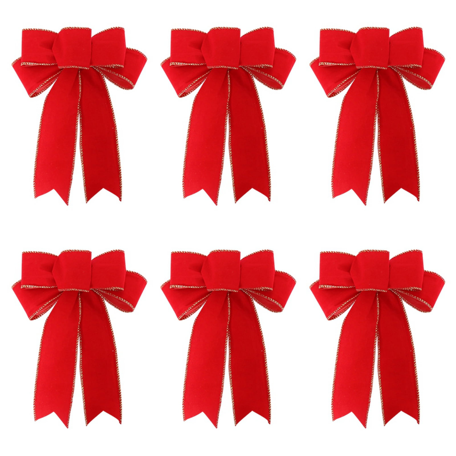 6 Pack Christmas Tree Bows Decorations,9.4"x19" Wreath Bow with Edge ...