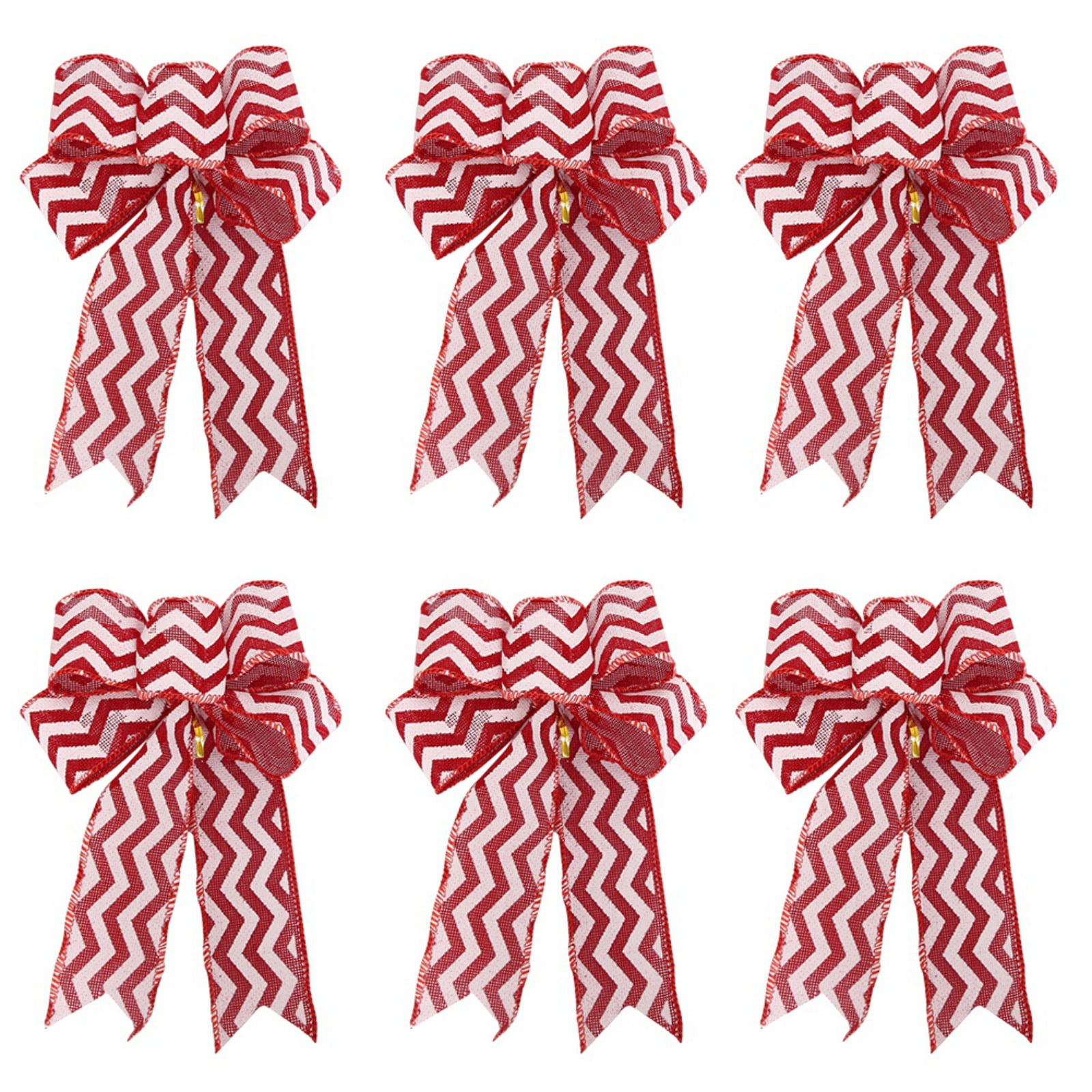 6 Pack Christmas Tree Bows Decorations,9.4"x19" Wreath Bow with Edge ...